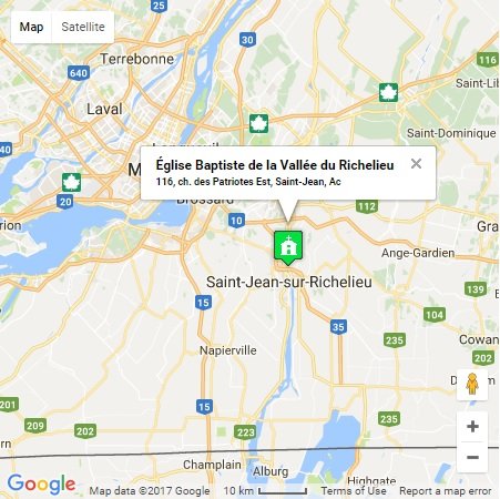 map - Église Baptiste de la Vallée du Richelieu